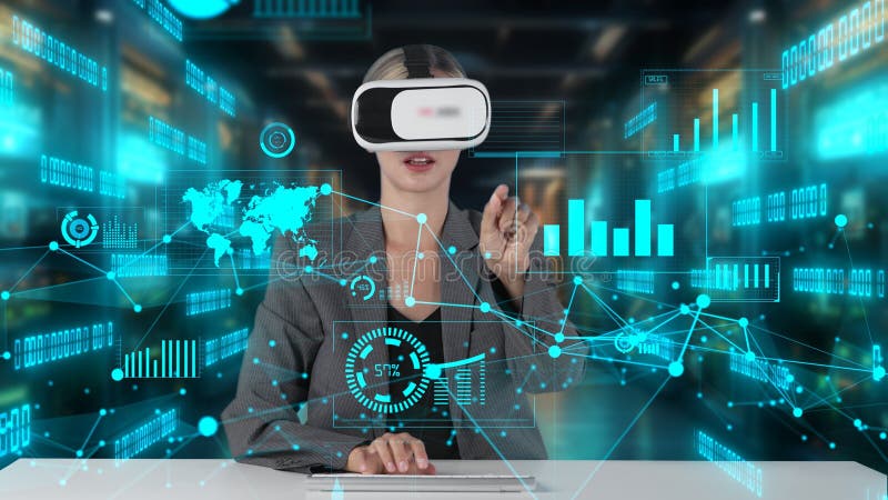 It Developer Typing Computer Code for Analyzing Intelligent by VR. Contraption. Stock Image ...