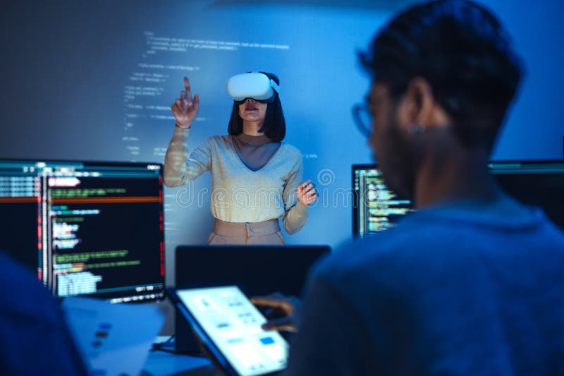 Colleagues Discuss a Business Project by Comparing Analysis Data and ...