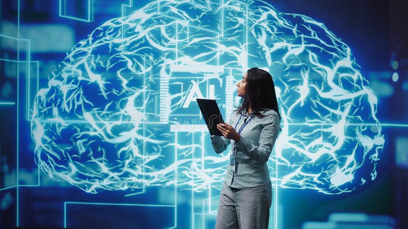 Developer Using Tablet To Implement Artificial Intelligence Parallel Processing Stock Photo ...