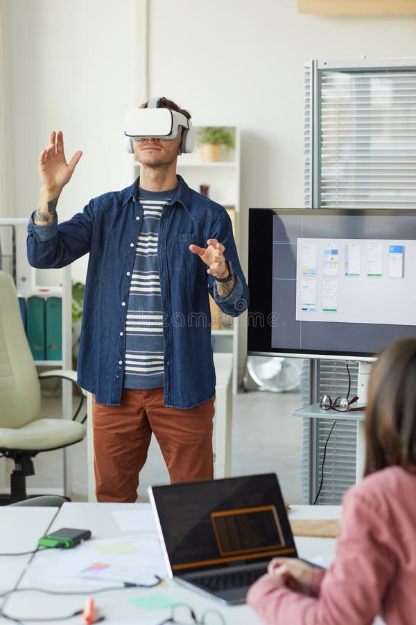 It Developer Using VR in Office Stock Photo - Image of creativity ...