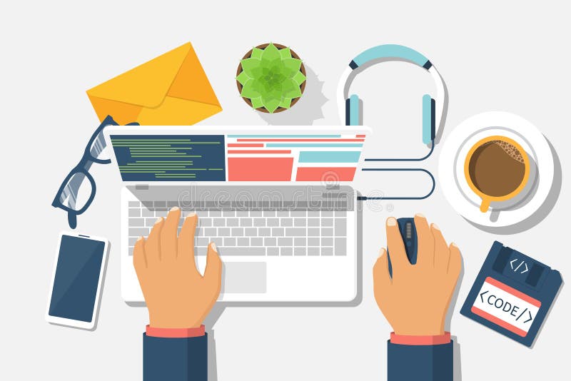Developer web concept. stock vector. Illustration of coding - 88616769