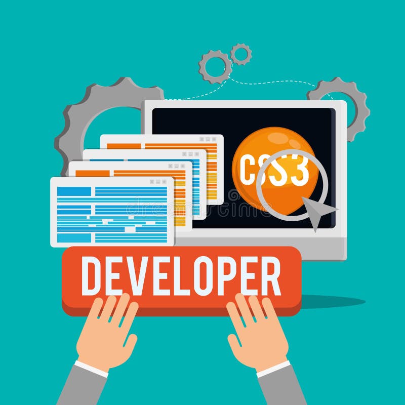 Developer Web Responsive Design Stock Vector - Illustration of gears ...