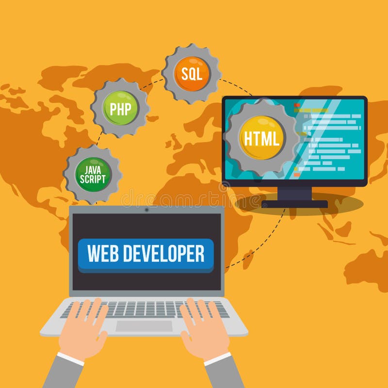 Developer Web Responsive Design Stock Vector - Illustration of office ...