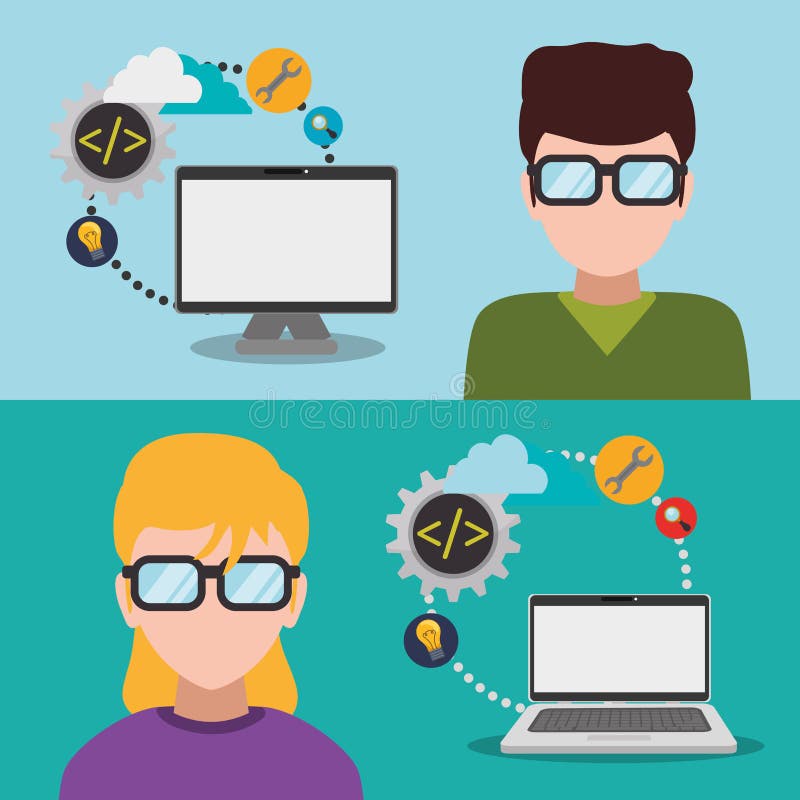 Developer Web Responsive Design Stock Vector - Illustration of bulb ...