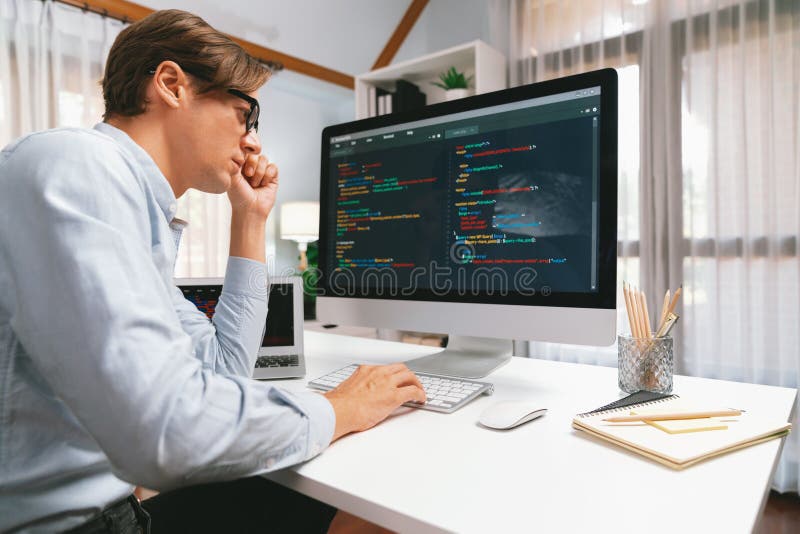 It Developer Working Online Software Development on Pc and Laptop ... It Developer Working Online Software Development on Pc and Laptop ...