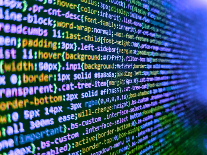Developer Working On Program Codes Abstract Computer Script Code Html Code On Lcd Screen