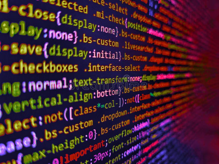 Developer Working on Program Codes. Simple Website HTML Code with ...
