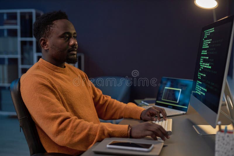 Developer Working With Security Codes Of Program Stock Image Image Of Cybersecurity Night