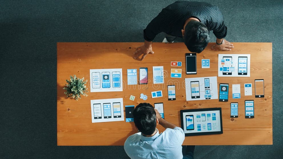 Developer Working on Ux Ui Design while Partner Working Together ...