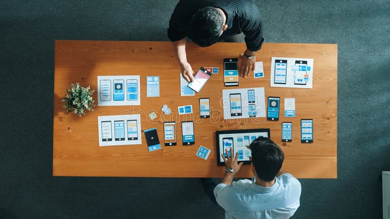 Developer Working on Ux Ui Design while Partner Working Together ...