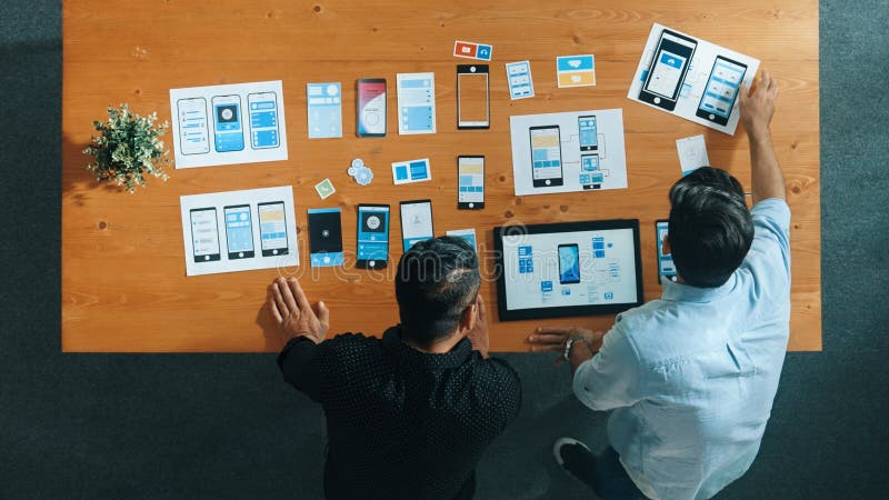 Developer Working on Ux Ui Design while Partner Working Together ...