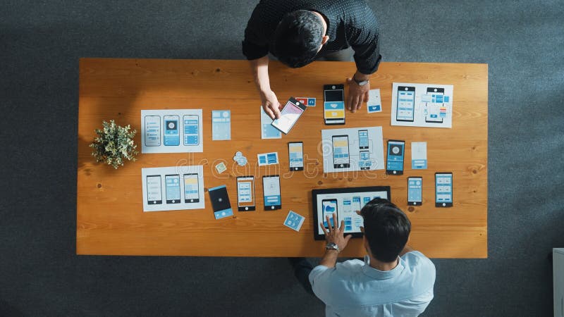 Developer Working on Ux Ui Design while Partner Working Together ... Developer Working on Ux Ui Design while Partner Working Together ...