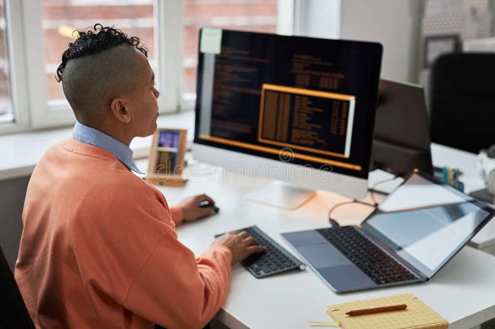 Developer Writing Computer Codes on Computer Stock Image - Image of ...