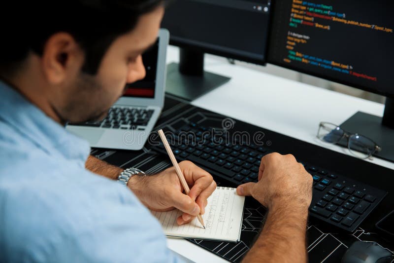 It Developer Writing Data Memo Software Development on Paper& X27;s ...