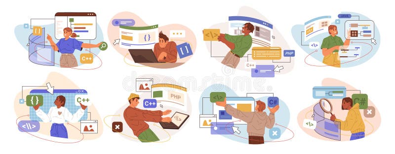 Woman Coding Set Stock Illustrations – 515 Woman Coding Set Stock Illustrations, Vectors ...