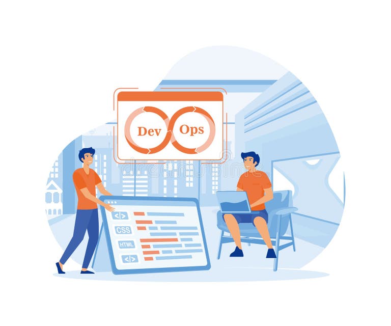 Developers and DevOps Illustration Set. Stock Vector - Illustration of ...