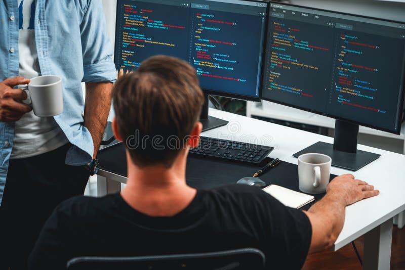 It Developers Discussing Online Software Development Information