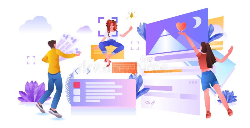 Developers Team Creating Website Ui Interface Web Application Development Program Software