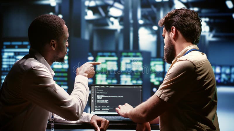 Teamworking Server Farm Employees Using AI on Tablet Stock Video - Video of digital, team: 360249877