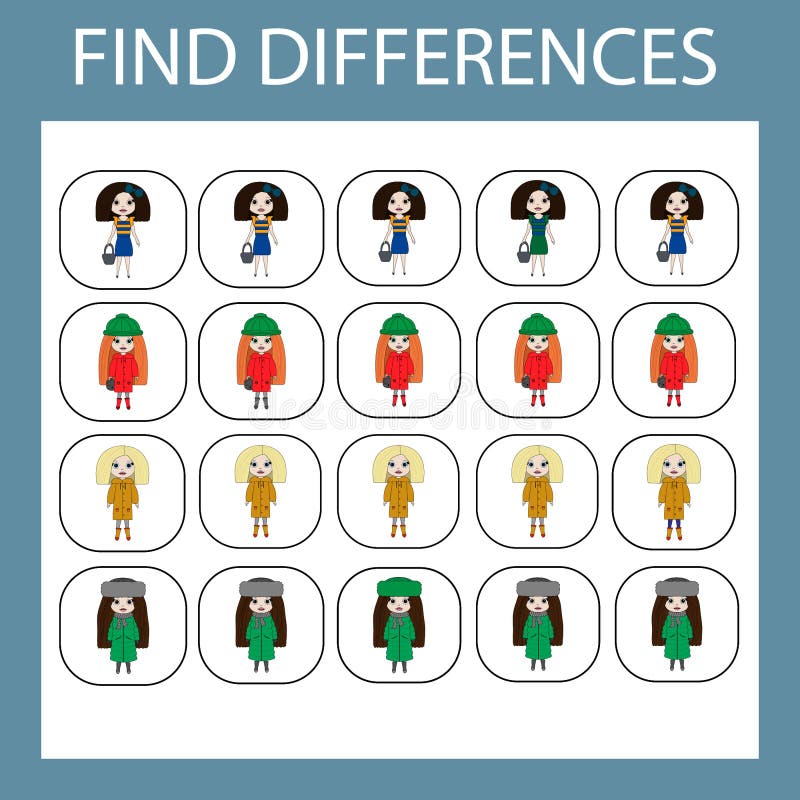 Find Two Same Cartoon Desserts Characters Game Stock Vector ...