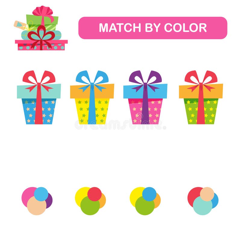 Educational Children S Game. Match the Colors To the Boxes. Child ...