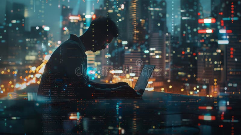 Developing Digital Software Technology, IoT Concept, Man Programming on ... Developing Digital Software Technology, IoT Concept, Man Programming on ...