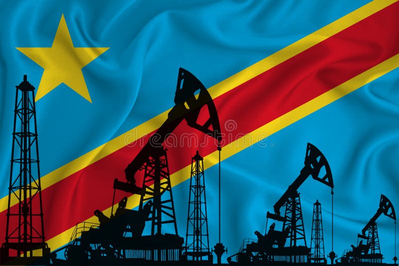Congo Oil Industry Concept. Industrial Illustration - Congo Flag and ...