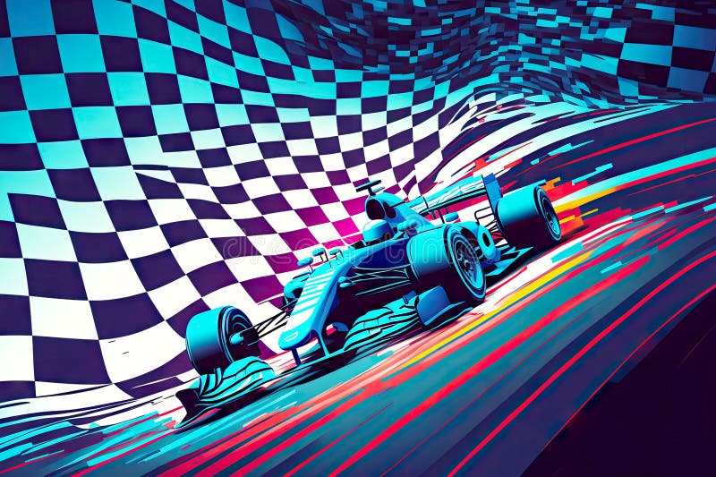 Developing Formula One Racing Checkered Flag on Blue Background ...