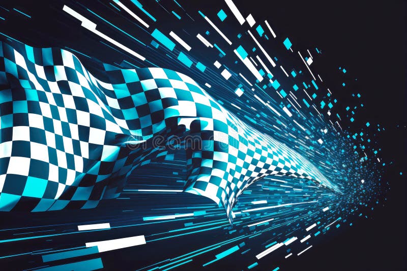 Developing Formula One Racing Checkered Flag on Blue Background ...