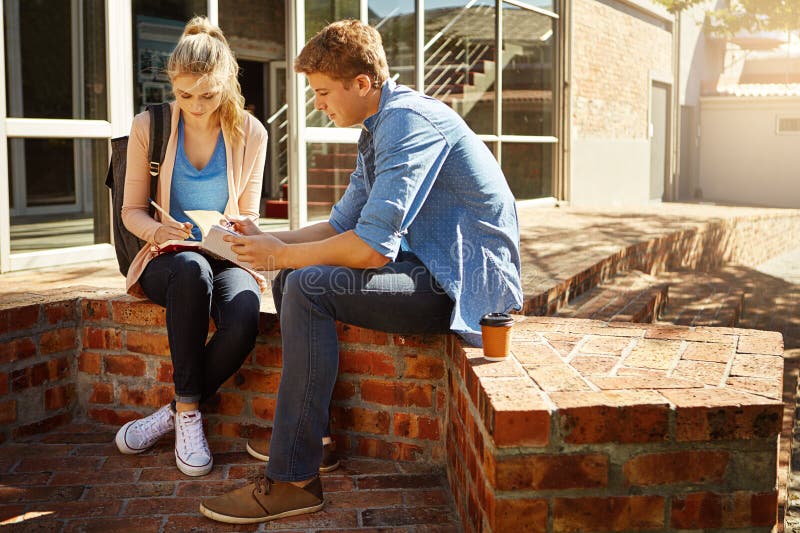 Developing Good Study Habits Together. Two Students Studying Together ...