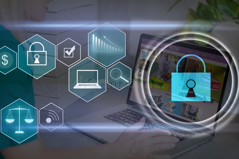Developing Network Security System. Internet Data Security Concept. Laptop. Editorial Photo ...