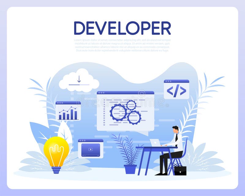 Developing People in Flat Style. Vector Illustration Stock Vector ...