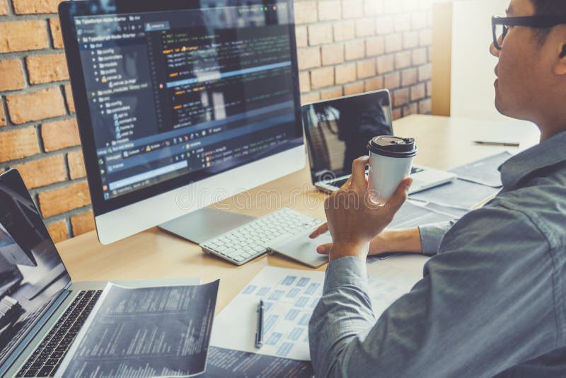Developing Programmer Development Website Design And Coding Technologies Working In Software
