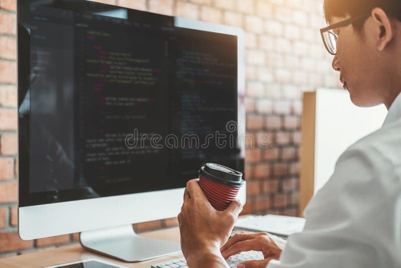 Developing Programmer Development Website Design And Coding Technologies Working In Software