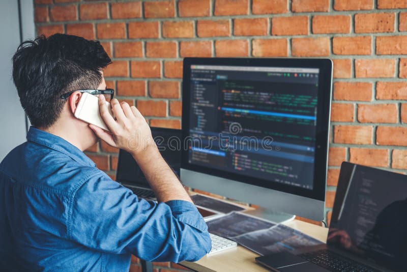 Developing Programmer Development Website Design And Coding Technologies Working In Software