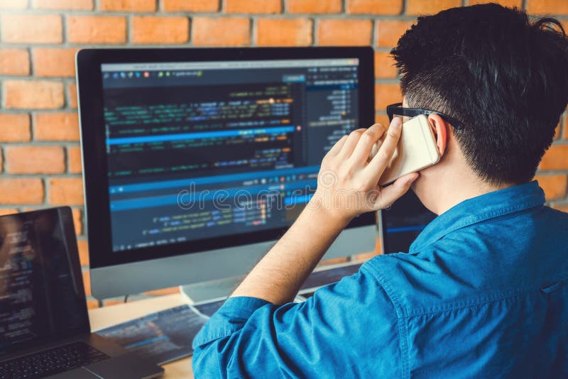 Developing Programmer Development Website Design And Coding Technologies Working In Software