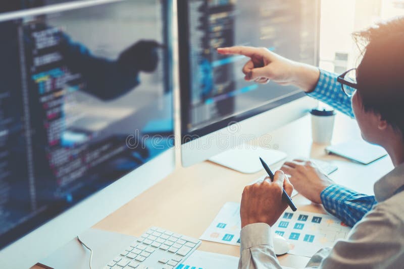 Developing Programmer Team Development Website Design and Coding Stock ...