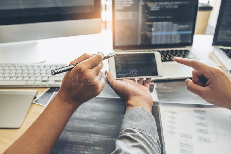 Developing Programmer Team Development Website Design And Coding Technologies Working At
