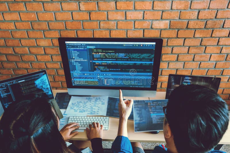 Developing Programmer Team Development Website Design And Coding Technologies Working In