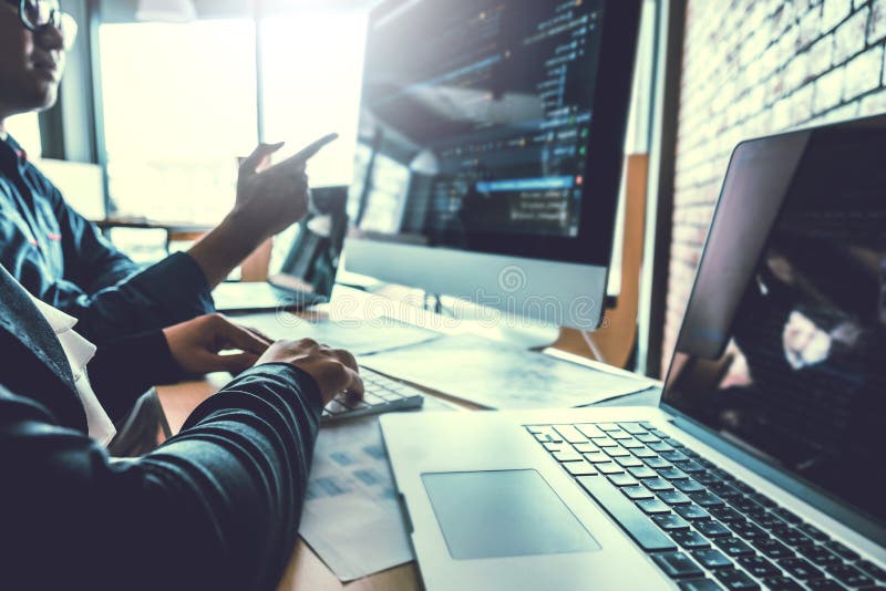 Developing Programmer Team Development Website Design And Coding Technologies Working In