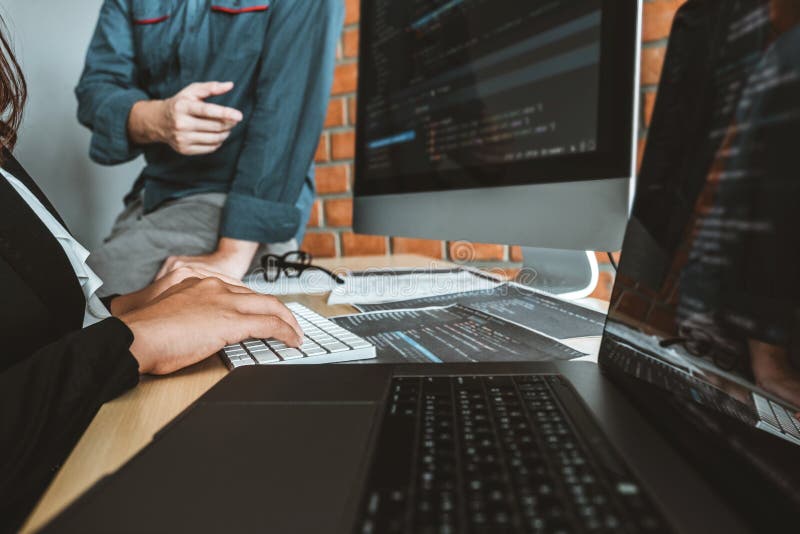 Developing Programmer Team Development Website Design And Coding Technologies Working In