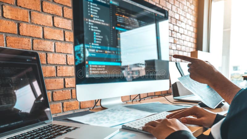 Developing Programmer Team Development Website Design And Coding Technologies Working In