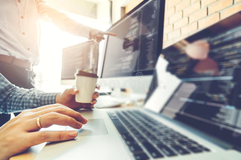 Developing Programmer Team Development Website Design and Coding Technologies Working in ...