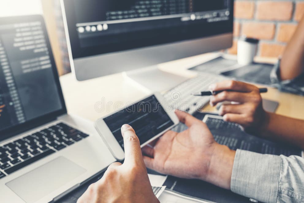 Developing Programmer Team Development Website Design and Coding Technologies Working at ...