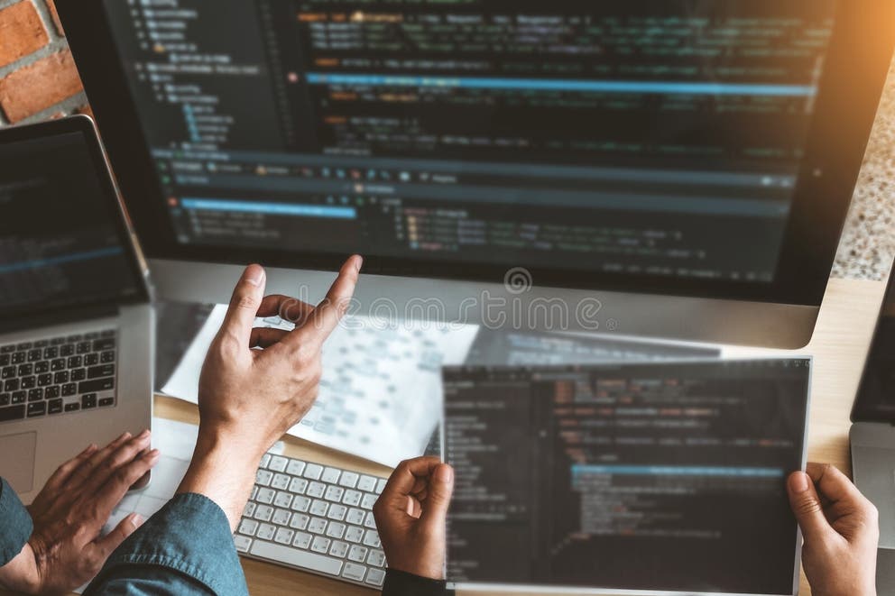 Developing Programmer Team Development Website Design and Coding Technologies Working in ...