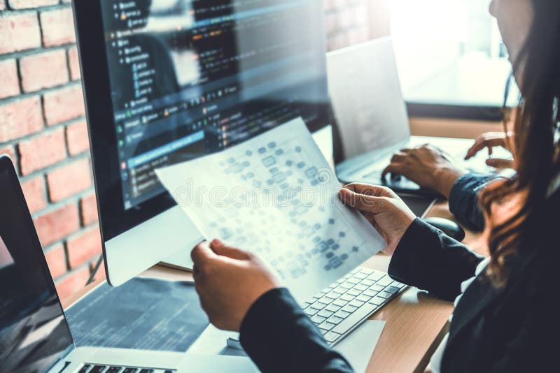 Developing Programmer Team Development Website Design and Coding Technologies Working in ...