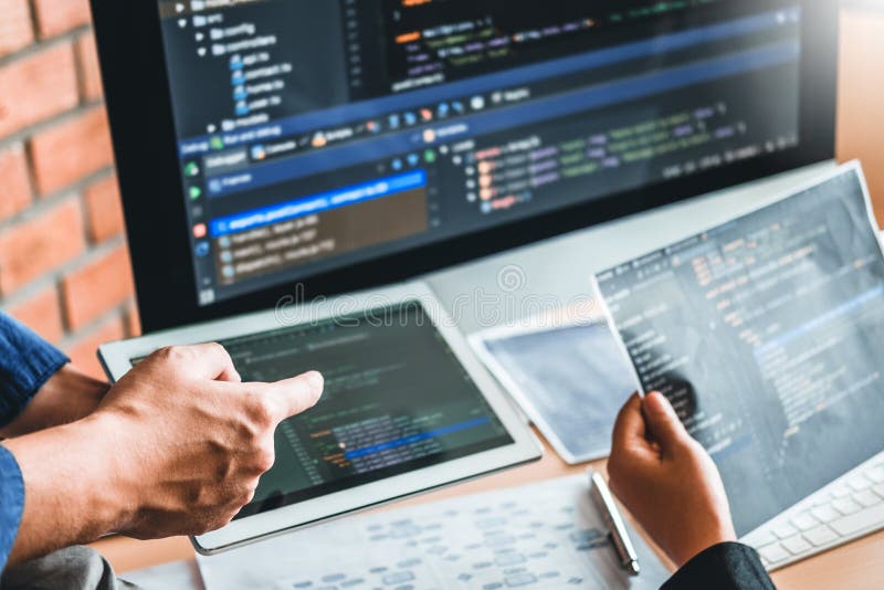 Developing Programmer Team Development Website Design And Coding Technologies Working In