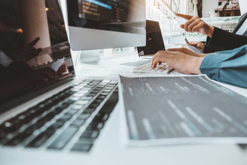 Developing Programmer Team Development Website Design and Coding Technologies Working in ...