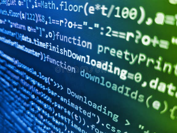 Developing Programming Binar. Js and the Abstract Background. Programming Code on Computer ...