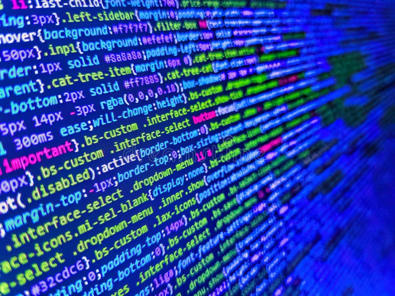 Developing Programming Binary Code. Computer Program Preview. HTML5 in Editor for Website ...